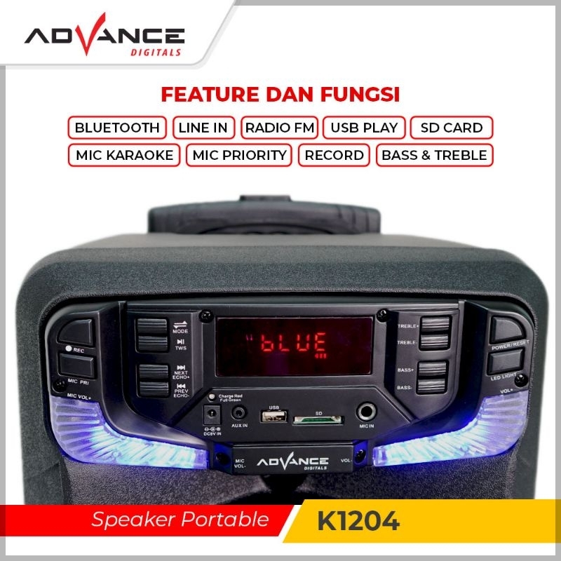 Jual Speaker Portable 12 Inch K1204 Advance 1 Mic | Shopee Indonesia
