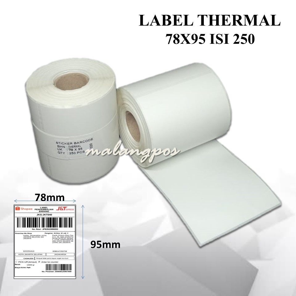 Jual Stiker Label Barcode Thermal 78x95 Isi 250 Sticker Label Resi Tempel Pengiriman Shopee ...