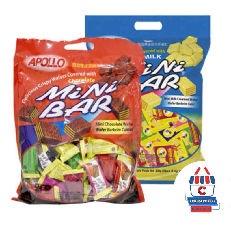 Jual Apollo Mini Bar Wafer Chocolate - Mini Bar Chocolate - Milk Wafer ...