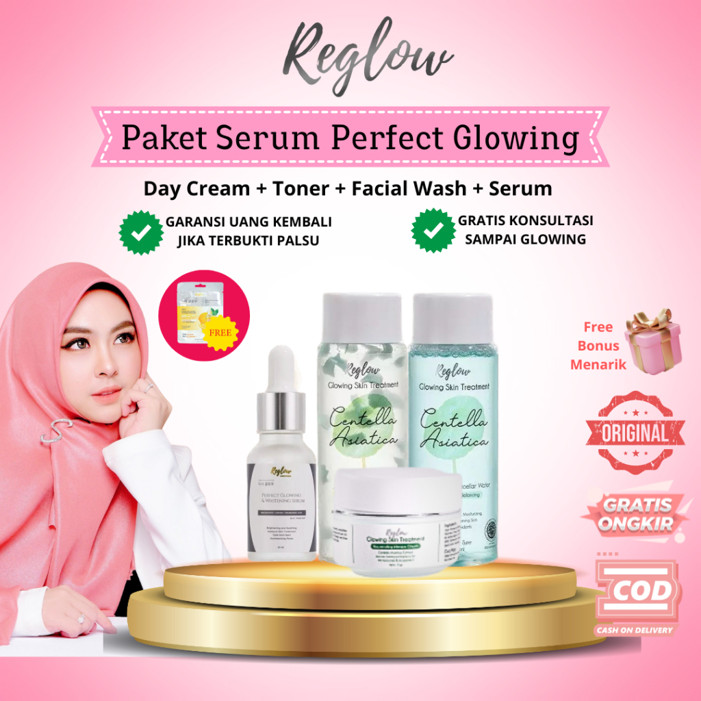 Jual Skincare Reglow Original [FREE SHEETMASK] glowing whitening series ...