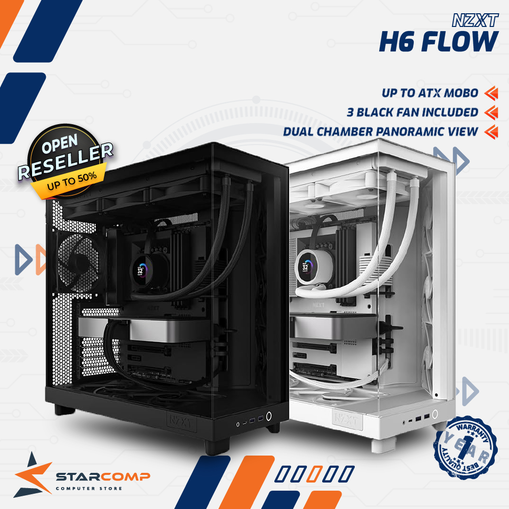 Jual NZXT H6 Flow Compact Dual Chamber Mid-Tower Airflow Case H 6 ...