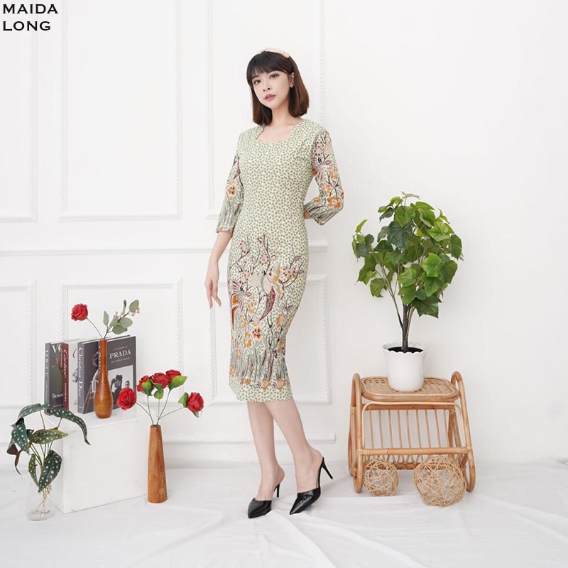 Jual Evercloth Maida Dress Wanita Batik Couple Modern Dress Batik Modern Gaun Pesta Dress Batik