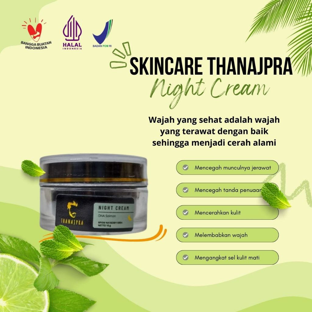 Jual Krim pemutih wajah bpom ori dan cepat glowing dna salmon Thanajpra Night Cream | Shopee ...