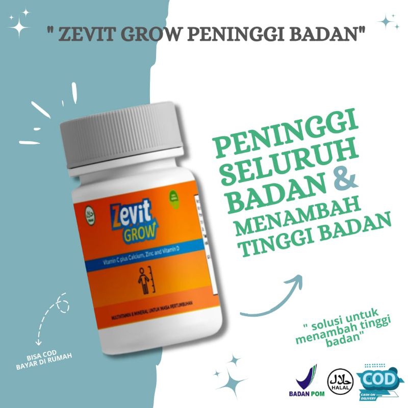 Jual [ COD ] TERLARIS ZEVIT GROW - SUPLEMEN PENINGGI BADAN KAPSUL DAN ...