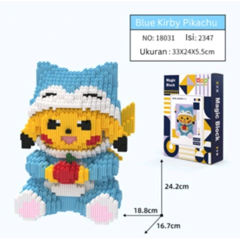 Jual Nano Blocks Pikachu Cosplay Edition 3D Model Mainan Blok Susun ...