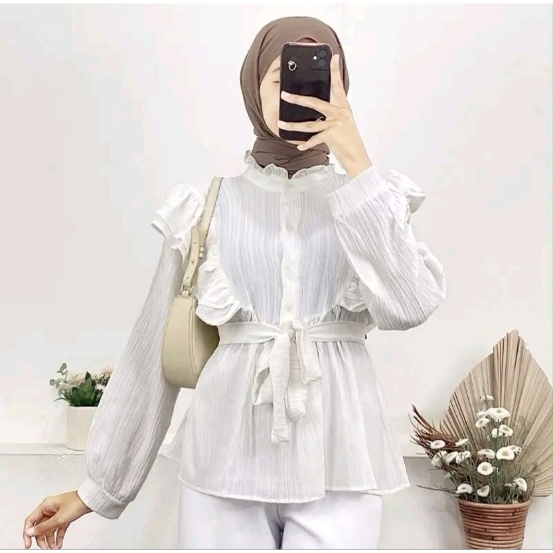 Jual QIQIART OFFICIAL - Yumira Ruffle Blouse Kemeja Kekinian Wanita ...