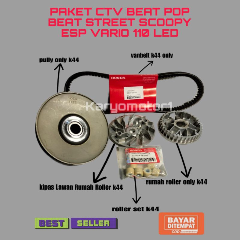 Jual paket cvt komplit vanbelt k44+roller set k44+rumah roller only k44 ...