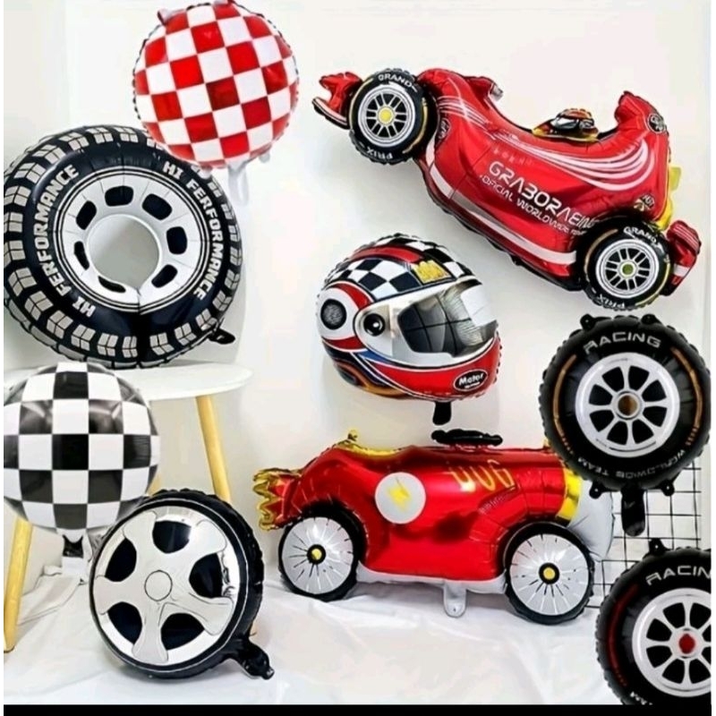Jual BALON FOIL hitam putih ban banner racing/PEMBALAP RACING/BALON ...