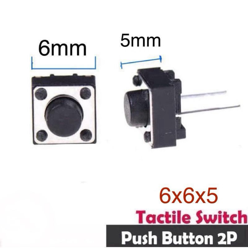 Jual TACTILE SWITCH PUSH BUTTON 6X6X5 MM 2P 2 PIN PUSH-ON MOMENTARY ...