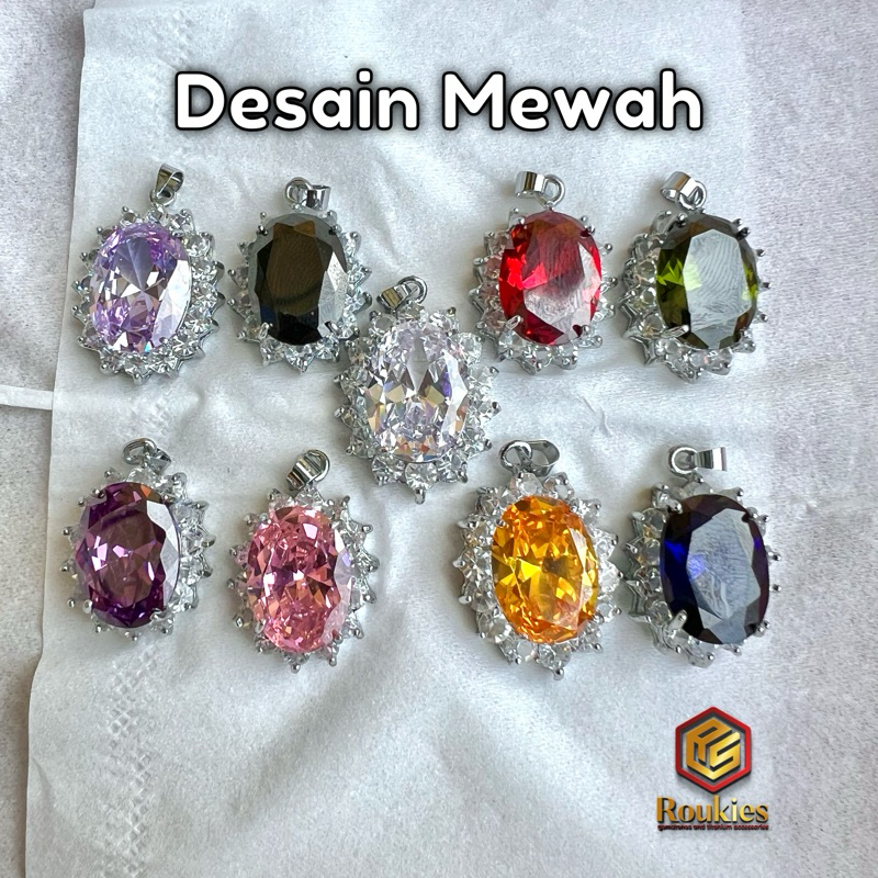 Jual Fashion Wanita Liontin Batu AMERICAN DIAMOND OVAL CUT | Shopee ...