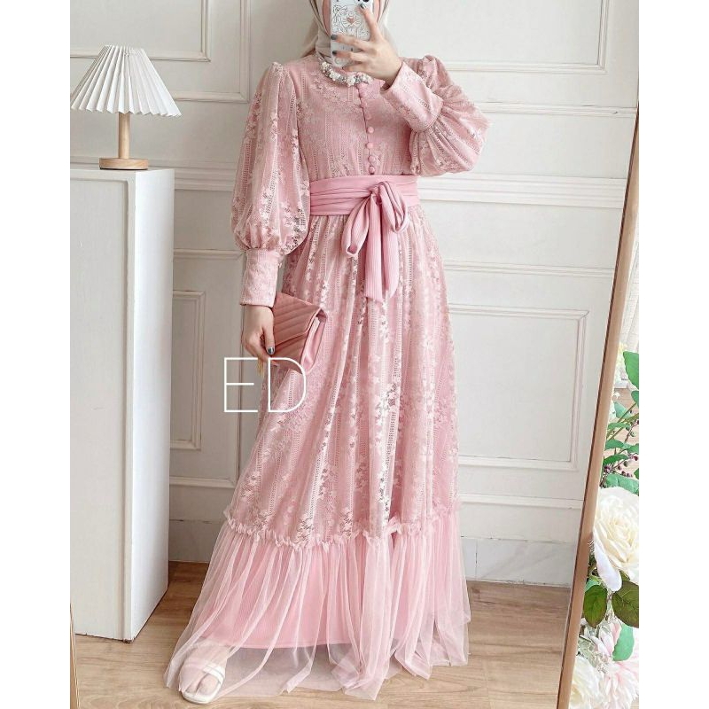 Jual Busana Muslim Gamis Murah Gaun Pesta Muslimah Baju Pesta Wanita Kondangan Mewah Brukat Tile ...