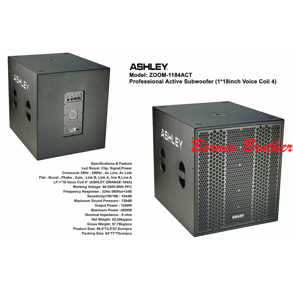 Jual Ashley ZOOM-1184ACT Original Subwoofer Aktif 18" 4000 Watt ...