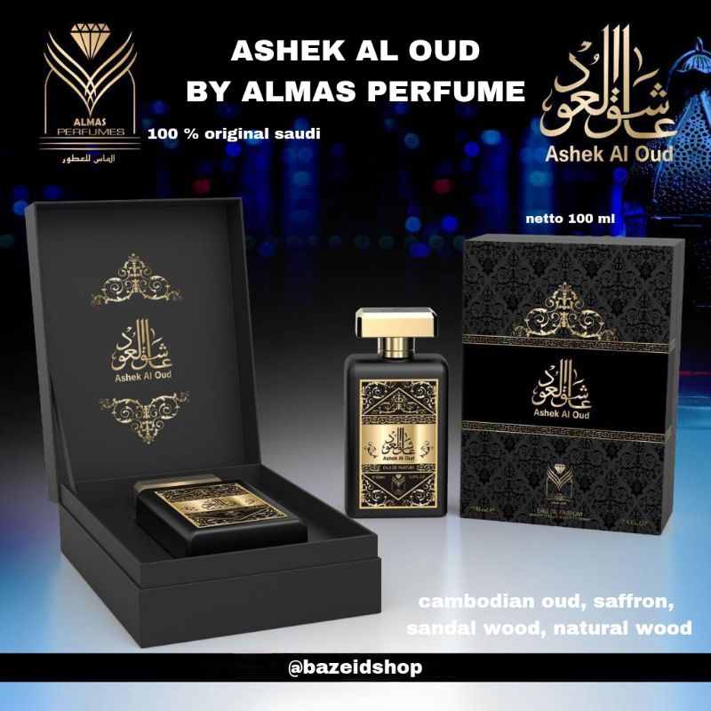 Jual Parfum Almas Asheq Al Oud / Parfum Ashek al oud 100ml Ori Saudi / Asek al oud | Shopee ...