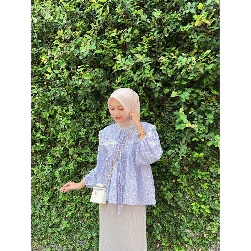 Jual Gia Blouse by kimka Hijab | Atasan Cantik Wanita | Blouse Rayon Ruffle | Blouse Cantik ...