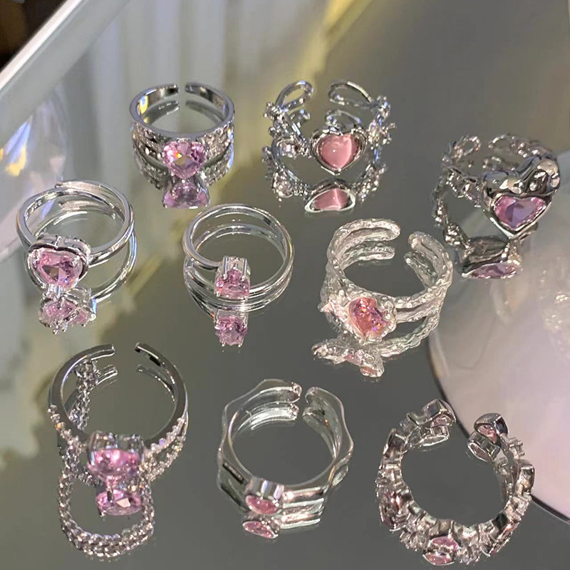 Jual Cincin Hana Love Heart Hati Pink Cupid Alloy Wanita Korea Silver ...