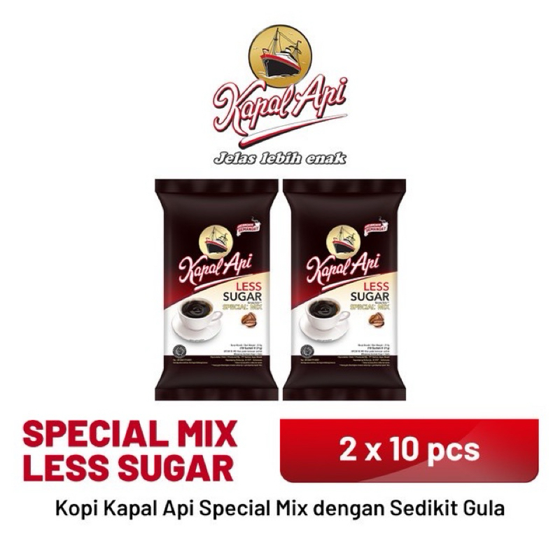Jual Paket Spesial KAPAL API Special Mix Less Sugar 2 Pack (10 x 21 gr ...