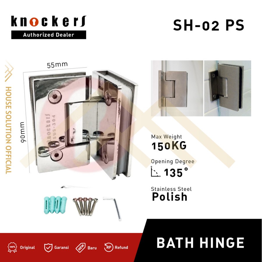 Jual Knockers Engsel Pintu Kaca Kamar Mandi Bath Hinge Shower Glass to ...