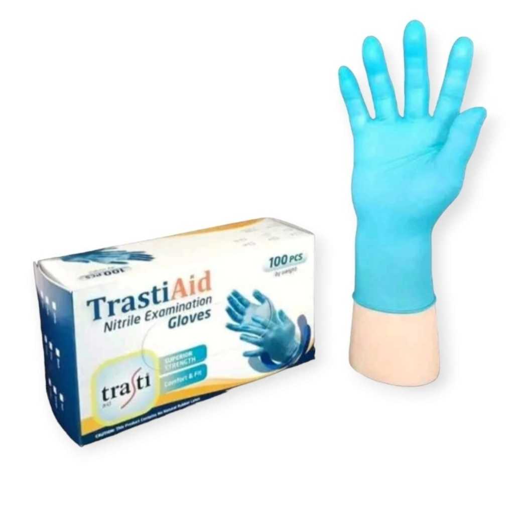 Jual Trasti Sarung Tangan Karet Food Grade Biru Nitrile Examination ...