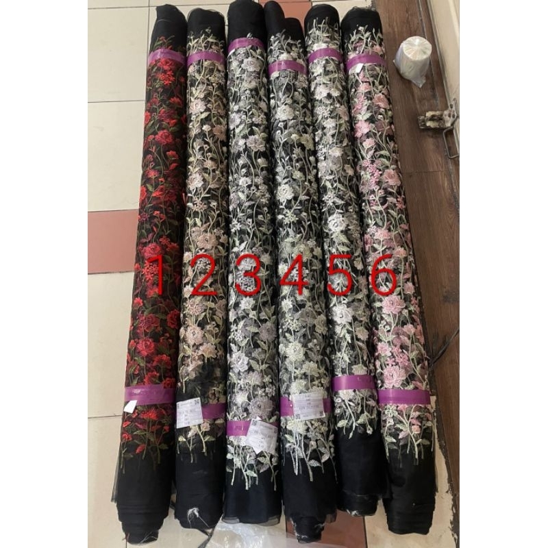 Jual Kain Valentino | Tulle Bunga Rambat | Bahan Super Halus | Tile ...