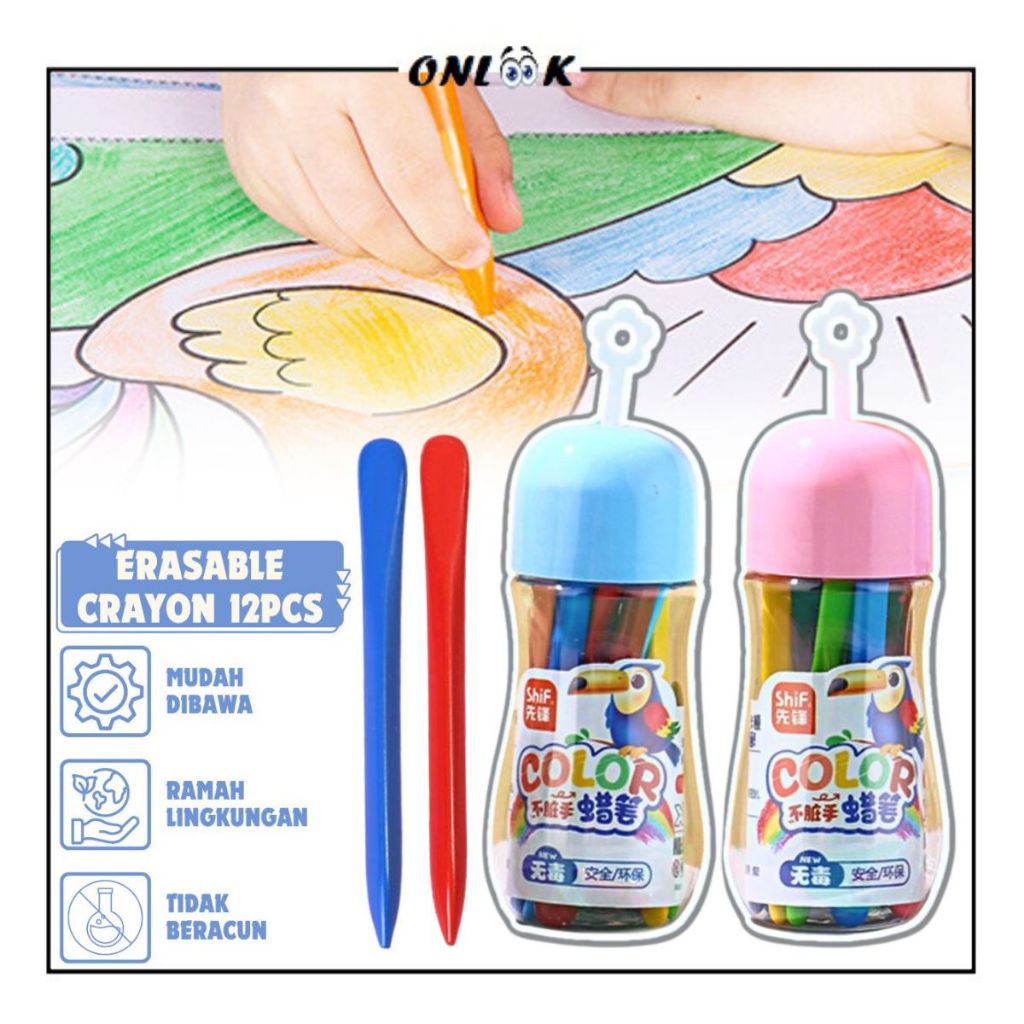 Jual Erasable Crayon Set 12Pcs Karakter / Supplies Painting For ...