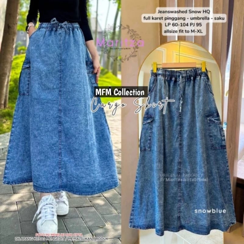 Jual Rok Cargo Jeans Snow Wanita | Shopee Indonesia