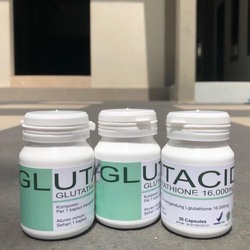 Jual Glutacid Ori Kapsul Pemutih Badan 16 000 mg Isi 30 Kapsul | Shopee ...