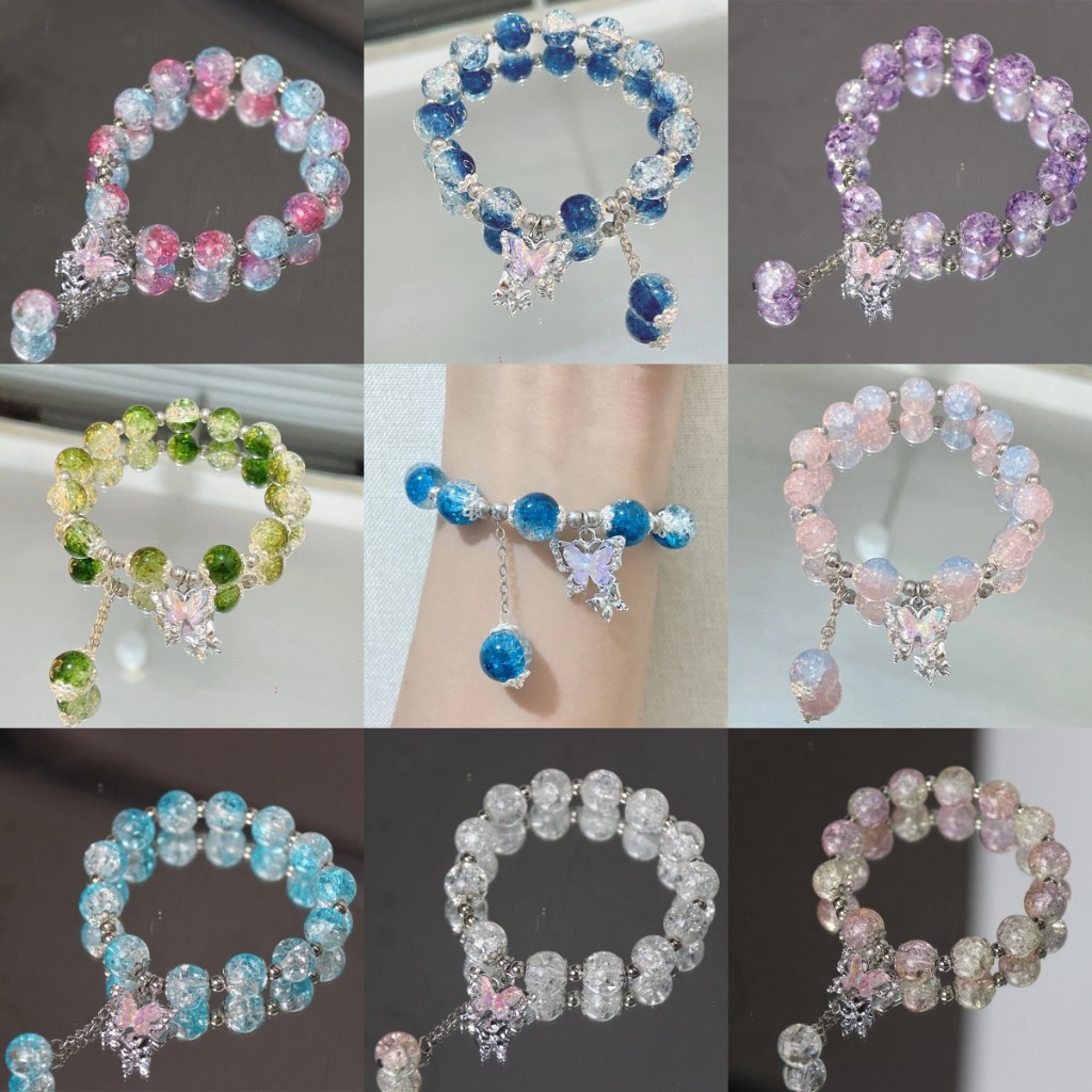 Jual COD Gelang Kaca Kupu-kupu Niche gelang manik Design Hand Jewelry ...