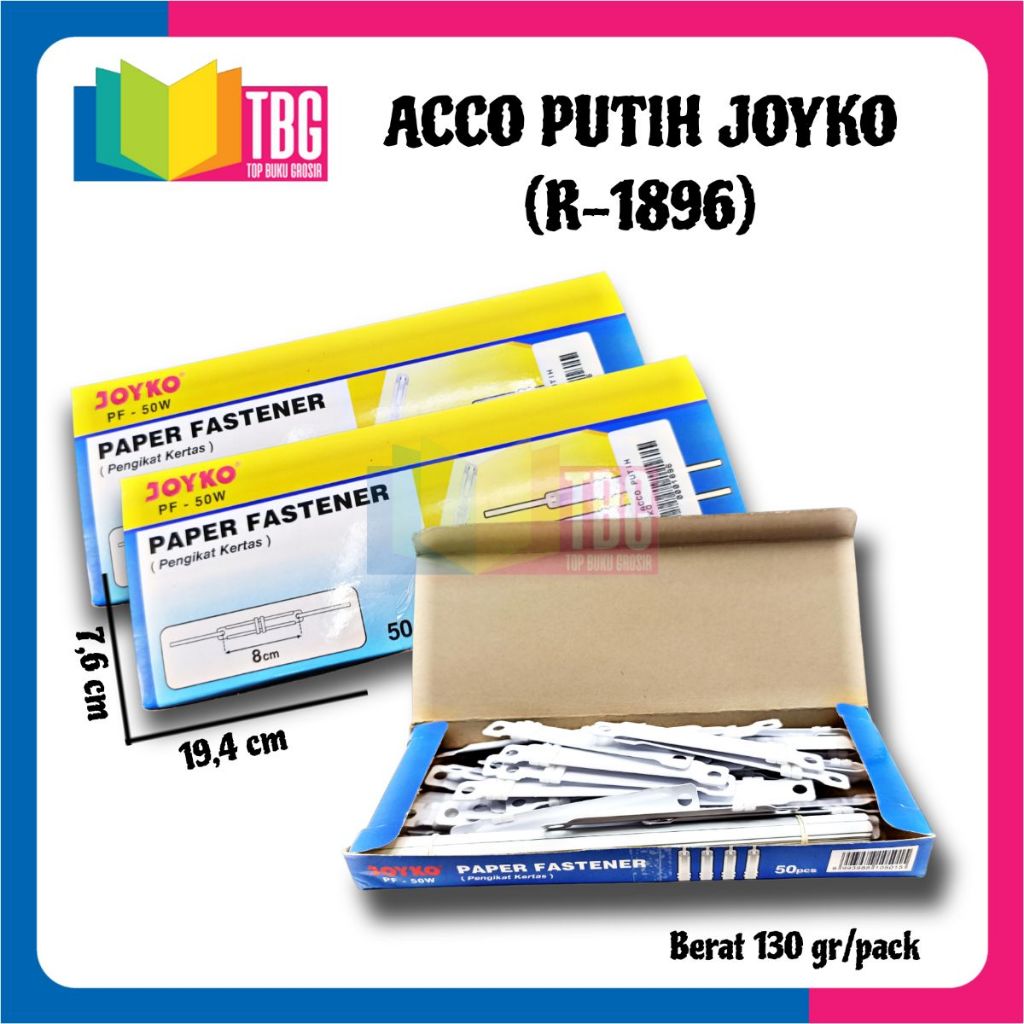Jual 1 PACK (50PCS) ACCO PUTIH JOYKO / PAPER FASTENER / AKO DOKUMEN (R-1896) | Shopee Indonesia