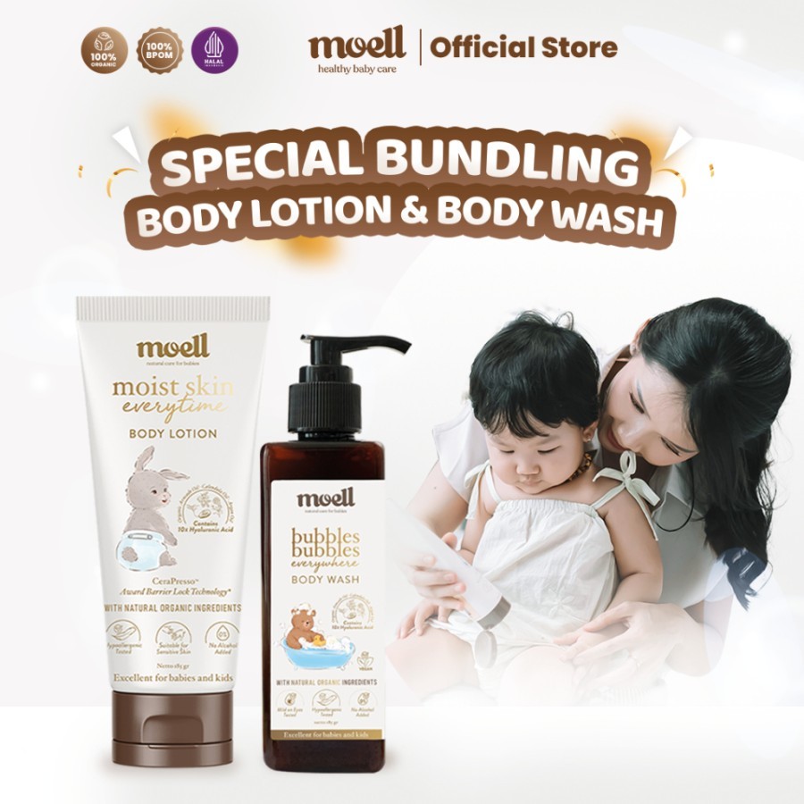 Jual Moell Special Bundling (Body Lotion 185gr + Body Wash 185gr ...