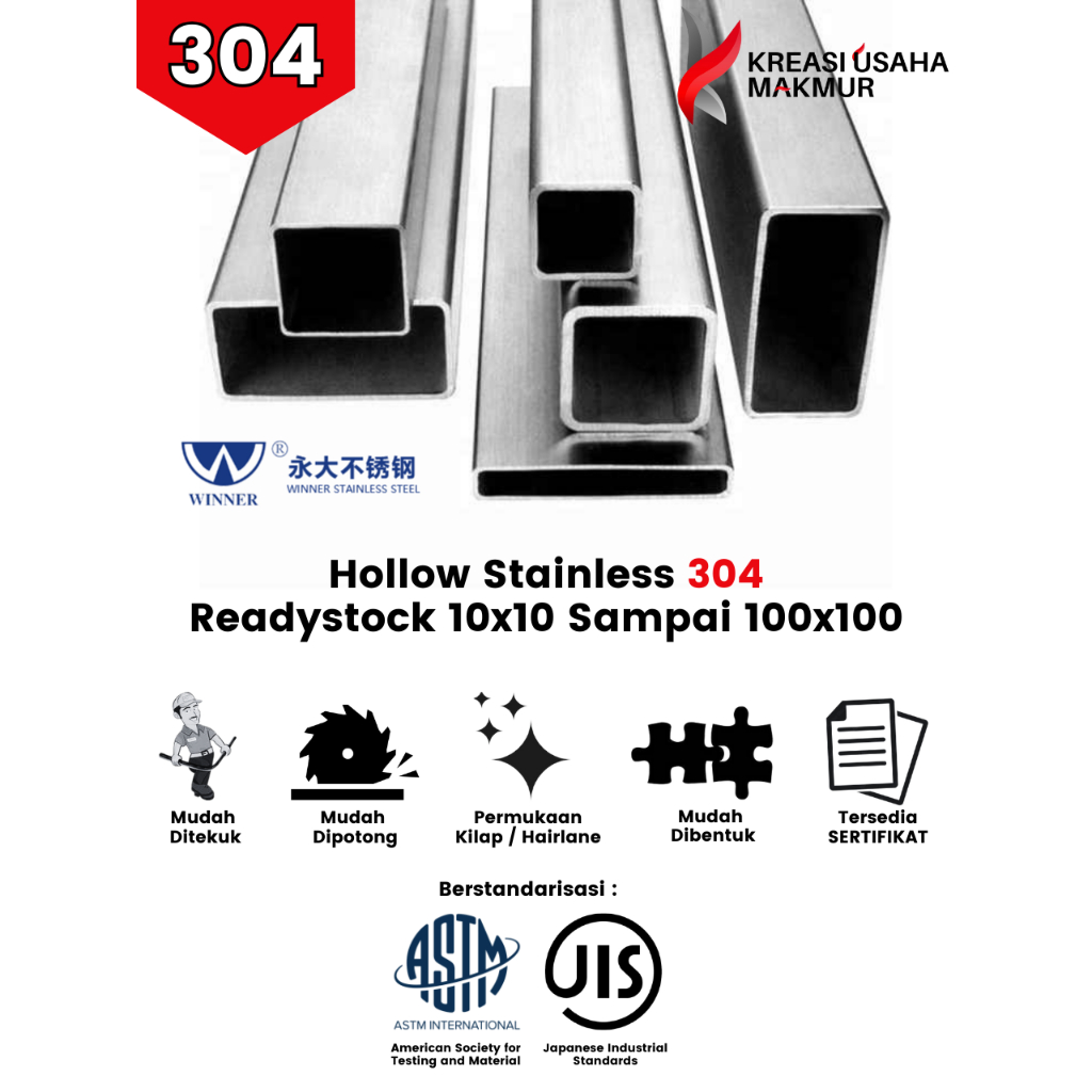 Jual Pipa Kotak / Hollow Stainless SS 304 25 x 50 x 6 Meter | Shopee ...