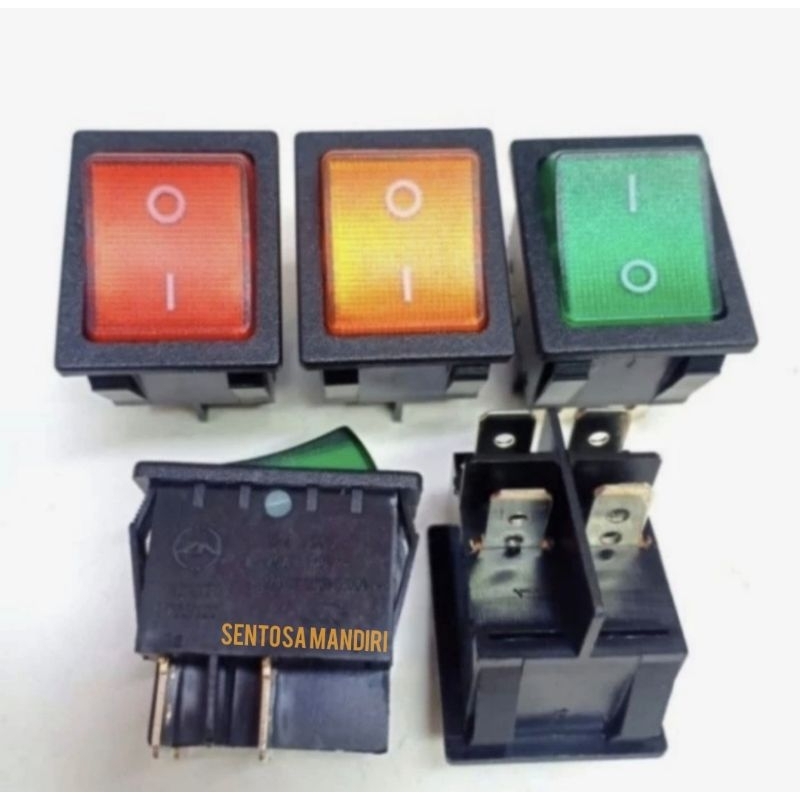 Jual Power Switch Saklar merk ZN 4P 4 Pin 4 kaki Lampu ( Merah Kuning ...