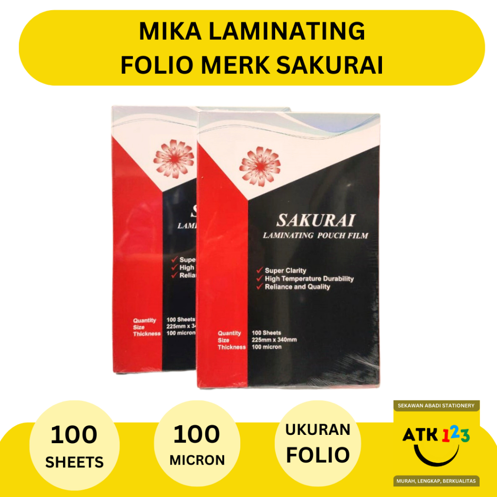 Jual Mika Laminating Film Ukuran Folio Isi 100 lembar (100 Micron) Merk ...