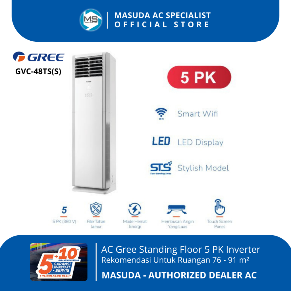 Jual AC Gree Standing Floor 5 PK Inverter TS Series GVC-48TS(S ...
