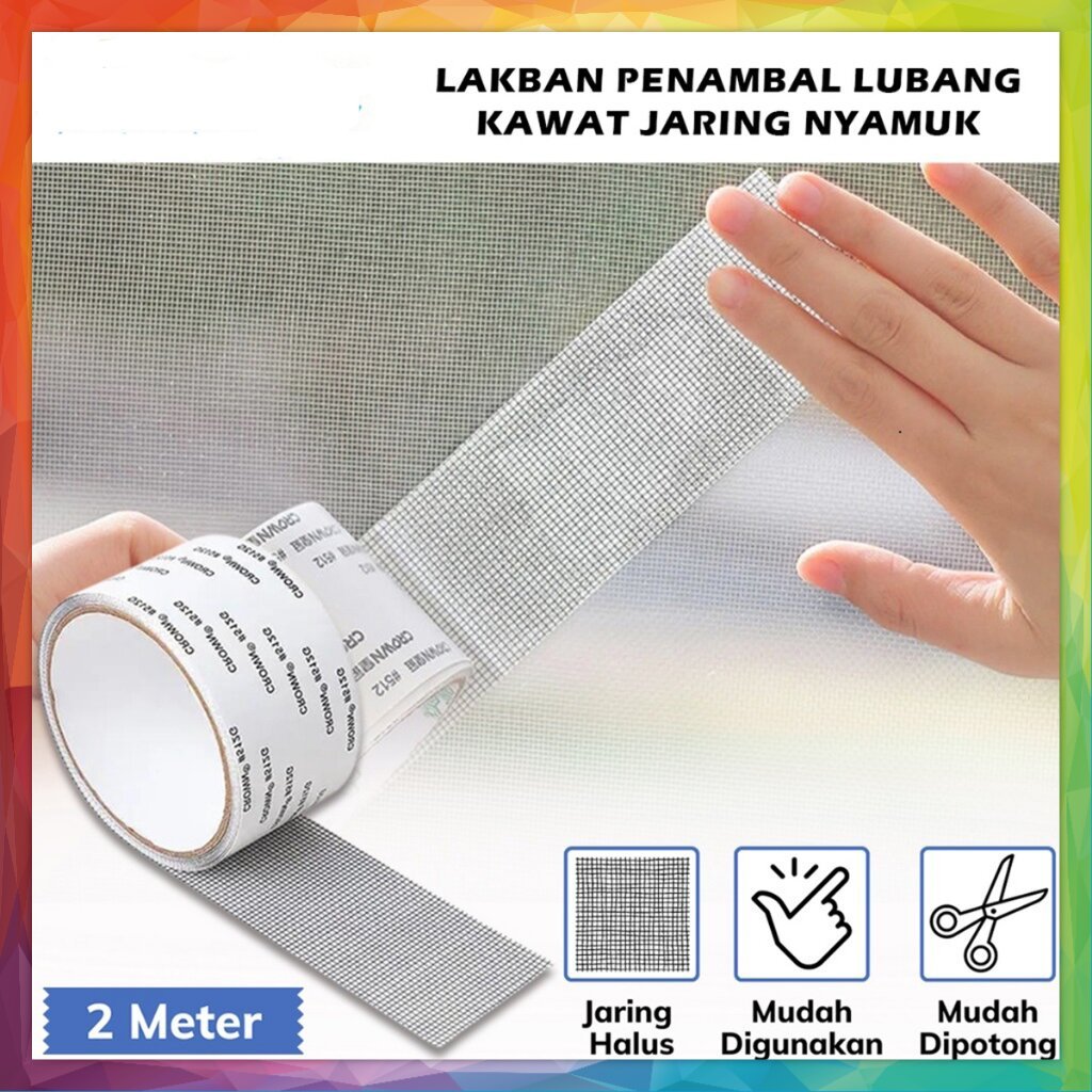 Jual Lakban Penambal Lubang Kawat Jaring Nyamuk 2 Meter Tape Repair ...
