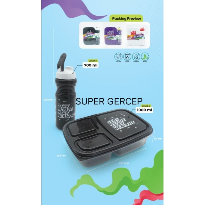 Jual ACTIVE VALUE SET TEMPAT MAKAN KOTAK MAKAN KOTAK BEKAL LUNCH BOX SET + THUMBLER BENTO 3 ...