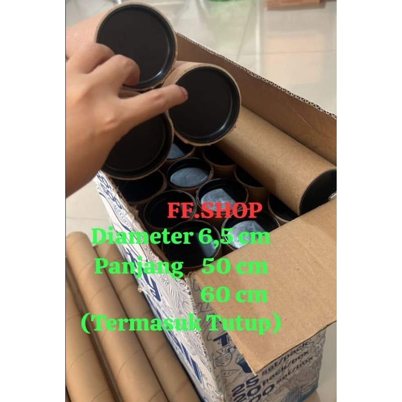 Jual inst Tabung Packing/Tube Paper Core/selongsong 6,5 x 50 ,60 cm(sudah termasuk tutup ...