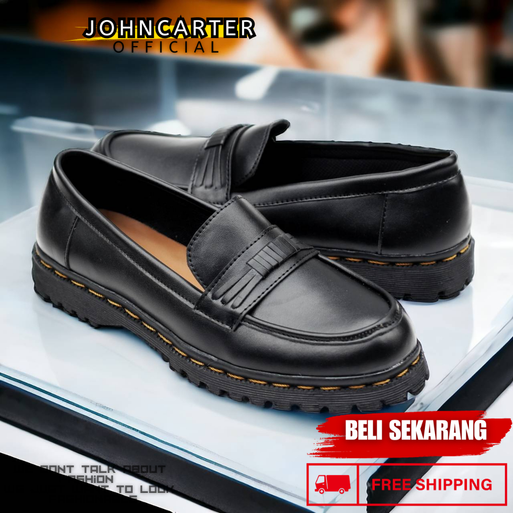Jual Sepatu Pantofel Formal Pria Slip On Docmart Loafer Hitam Uk 39-43 ...