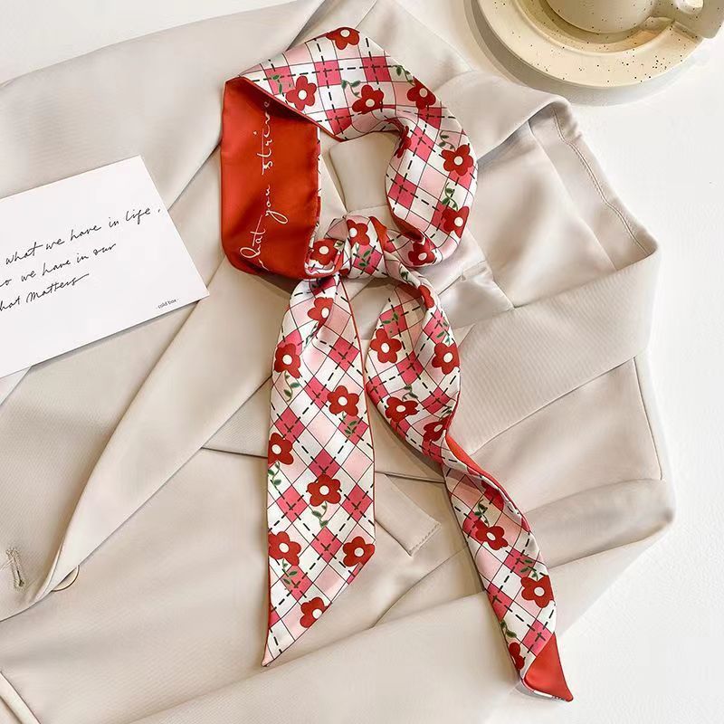 Jual Syal Scarf Imlek Merah Multi fungsi Korea Silk Scarf Satin Syal ...