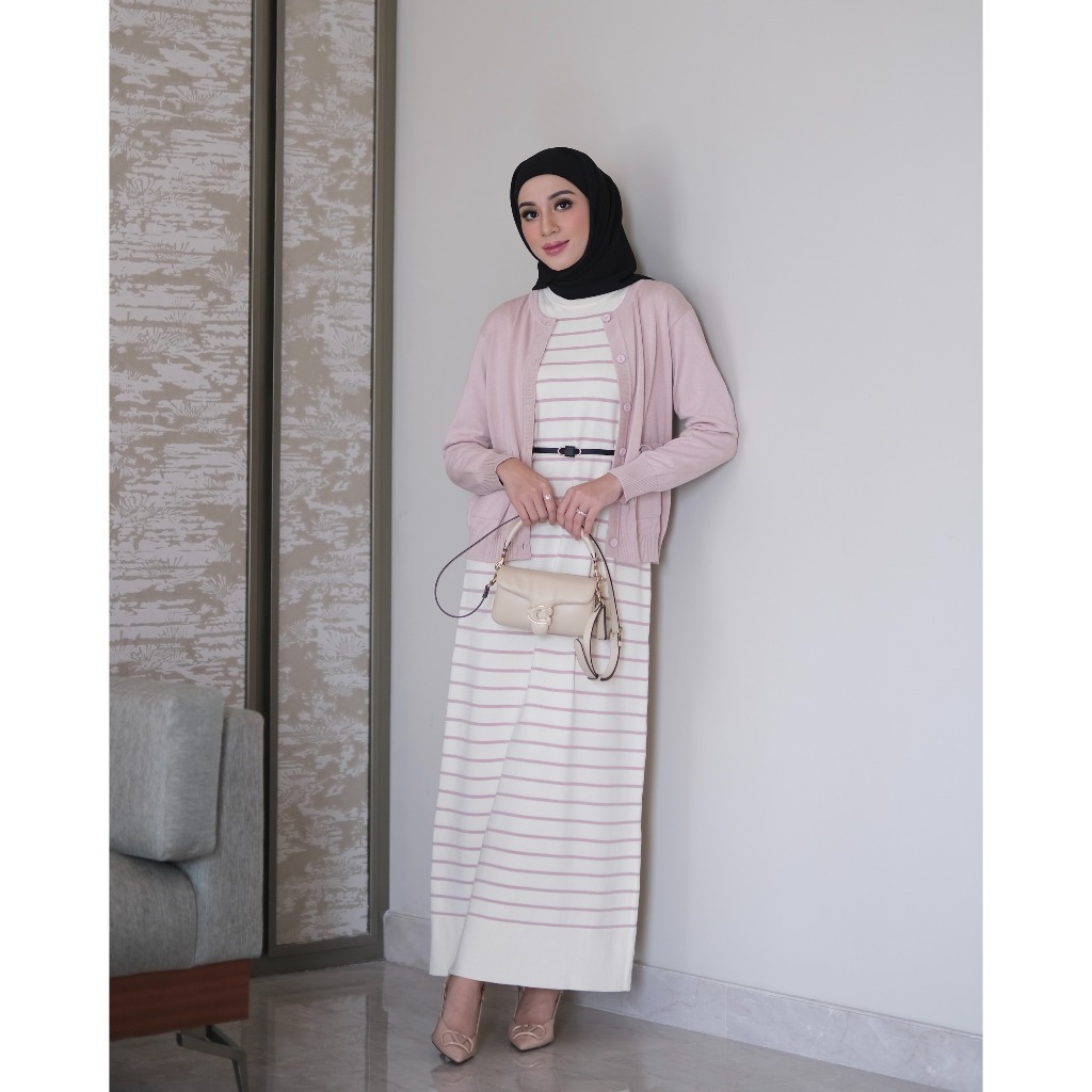 Jual Long Dress Rajut Premium Basic Inner Span Strip Tanpa Lengan - 3 ...