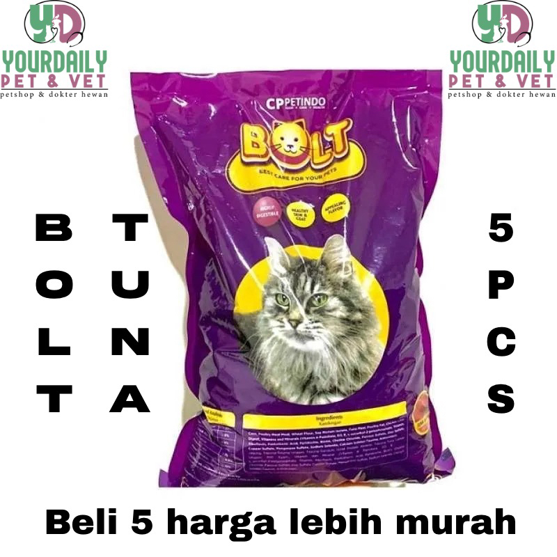 Jual 5pcs Makanan kucing bolt 800gr rasa tuna atau salmon | Shopee ...