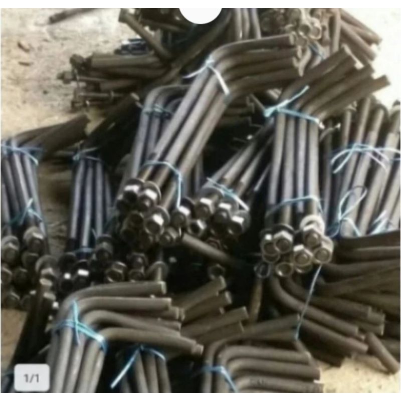 Jual baut angkur L m22 x 300mm x 100mm / anchorbolt L 7/8x30x10 plus ...