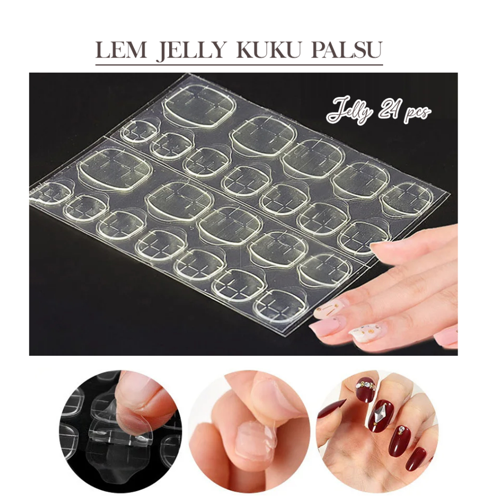 Jual MSY 24pcs Lem Jelly Kuku Palsu Tangan & Kaki Transparan/Lem Tempel ...