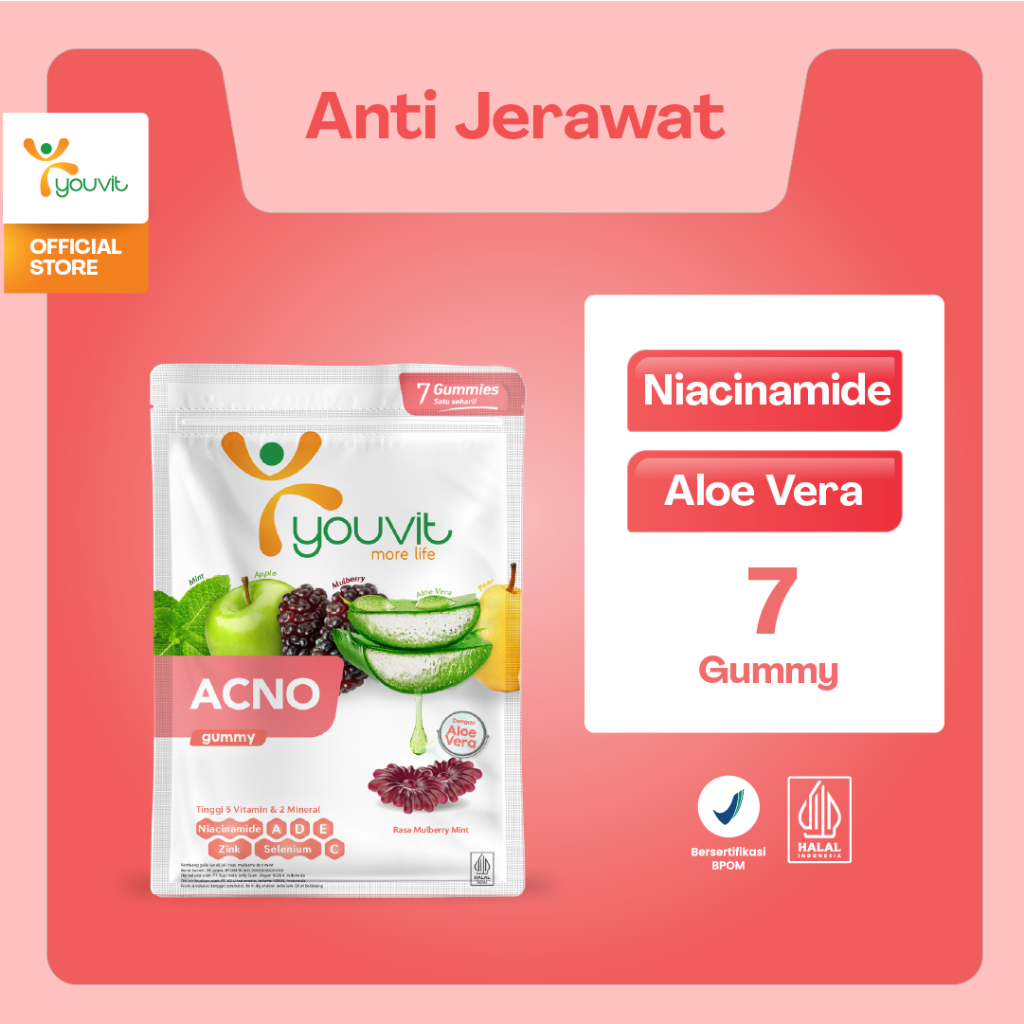 Jual Niacinamide Gummy untuk Anti Jerawat | Youvit AcNO 7 Hari dengan Vitamin A (Alternatif ...