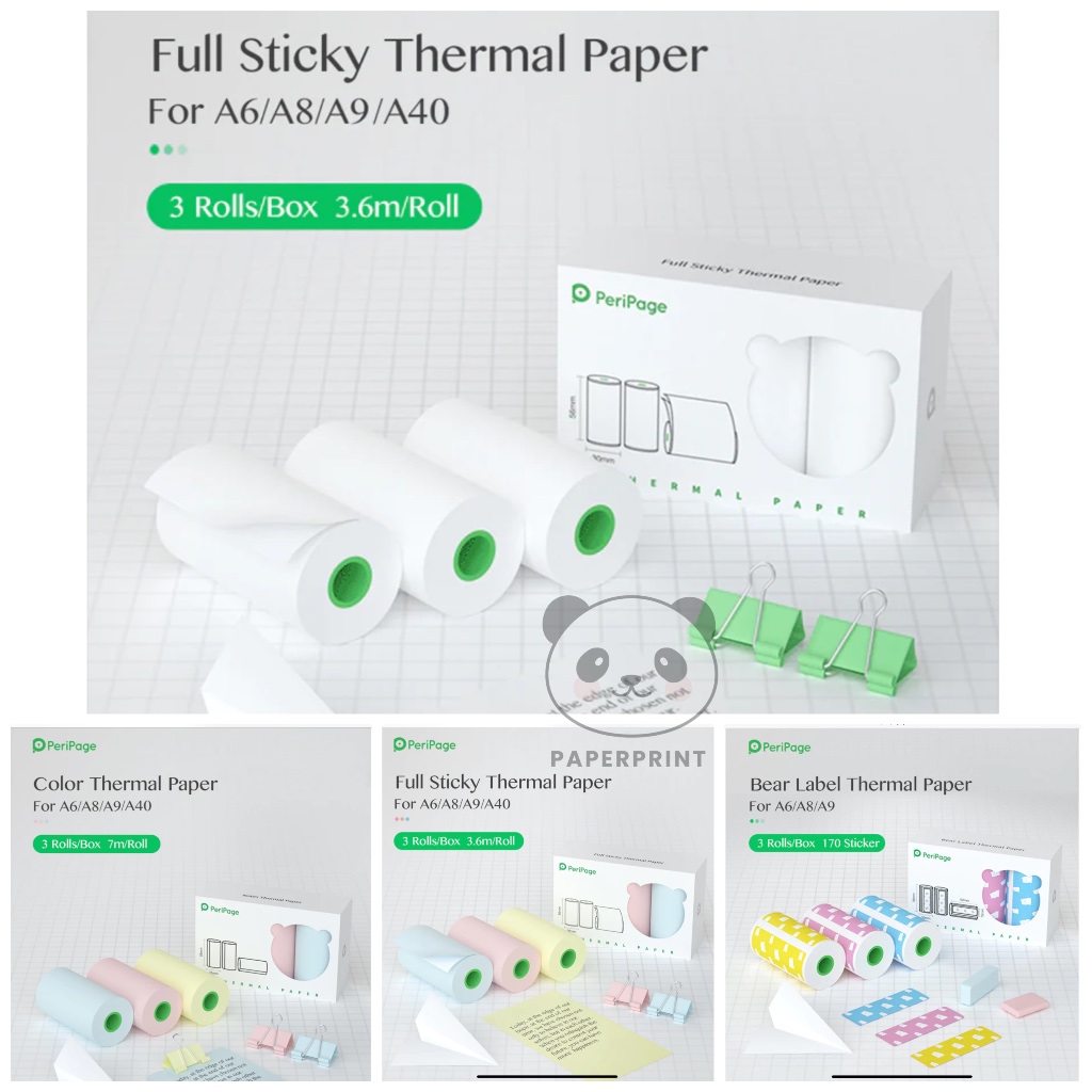 Jual KERTAS STICKER THERMAL PERIPAGE A6 ORIGINAL 57x30mm mini printer ...