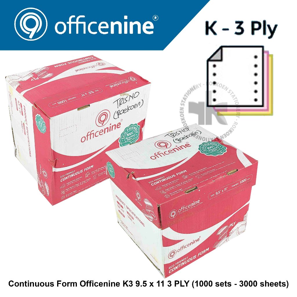 Jual Officenine Continuous Form K3 Full 9.5" x 11" - 3PLY - 1000Sets ...