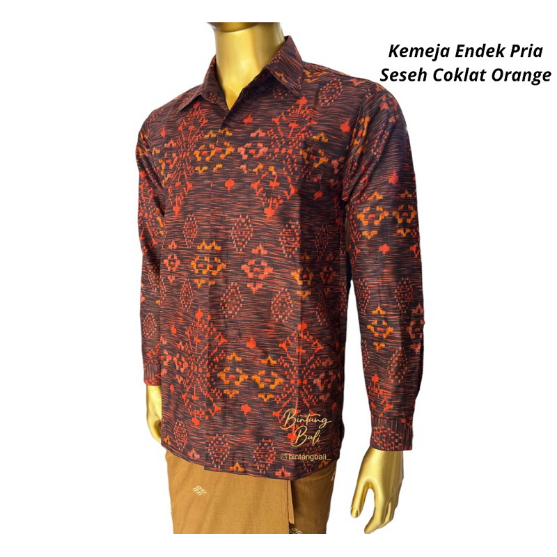 Jual Kemeja Endek Bali Katun Pria Motif Endek Seseh Gerimis warna ...
