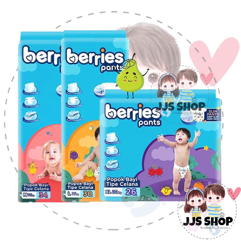 Jual BERRIES PANTS POPOK CELANA BAYI TIPE CELANA M34 L30 XL26 M9 L8 XL7 | Shopee Indonesia