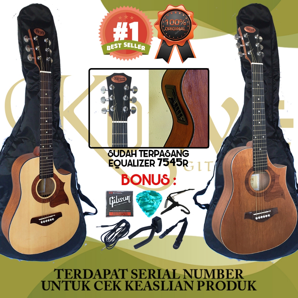 Jual Gitar Merk Kowe Akustik Original Ukuran 3/4 String | Shopee Indonesia