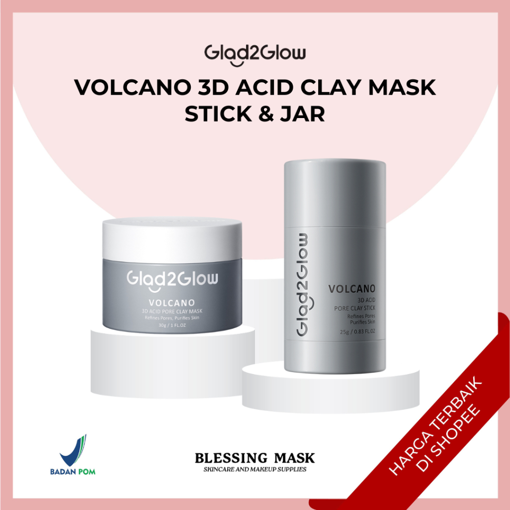 Jual Glad2glow Volcano Clay Mask | Salicylic Acid Acne Control Clay ...
