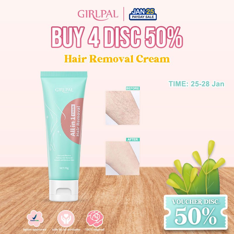 Jual [BPOM] GIRLPAL All In 1 Hair Removal Cream 70g / Krim Perontok ...